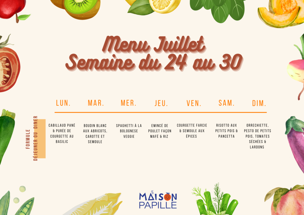 Nos menus Maison Papille - Maison papille