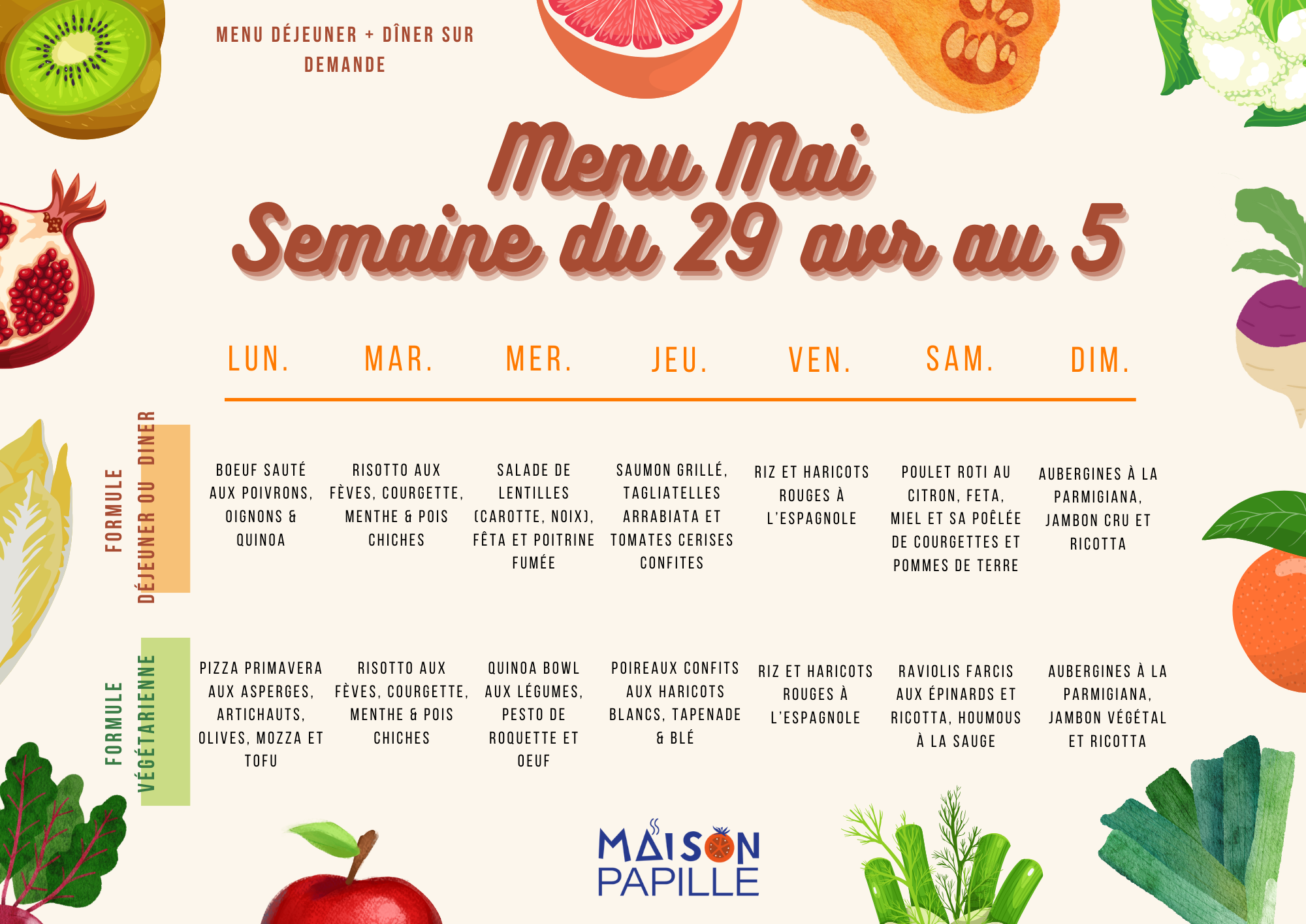 Nos menus - Maison papille